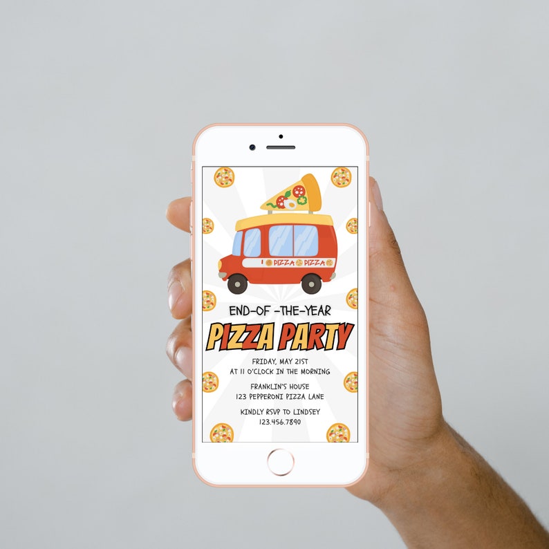 Pizza Party Invitation: End of Year, Editable Text Invite (digital ...