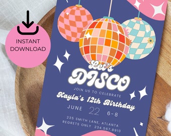 Two Groovy Party Invitation Template Retro Birthday - Etsy