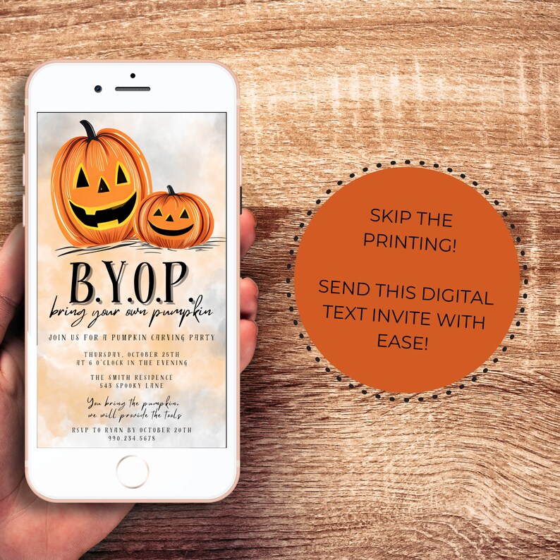 Pumpkin Carving Party Invite Friendly Jack O Lantern Invite Halloween ...