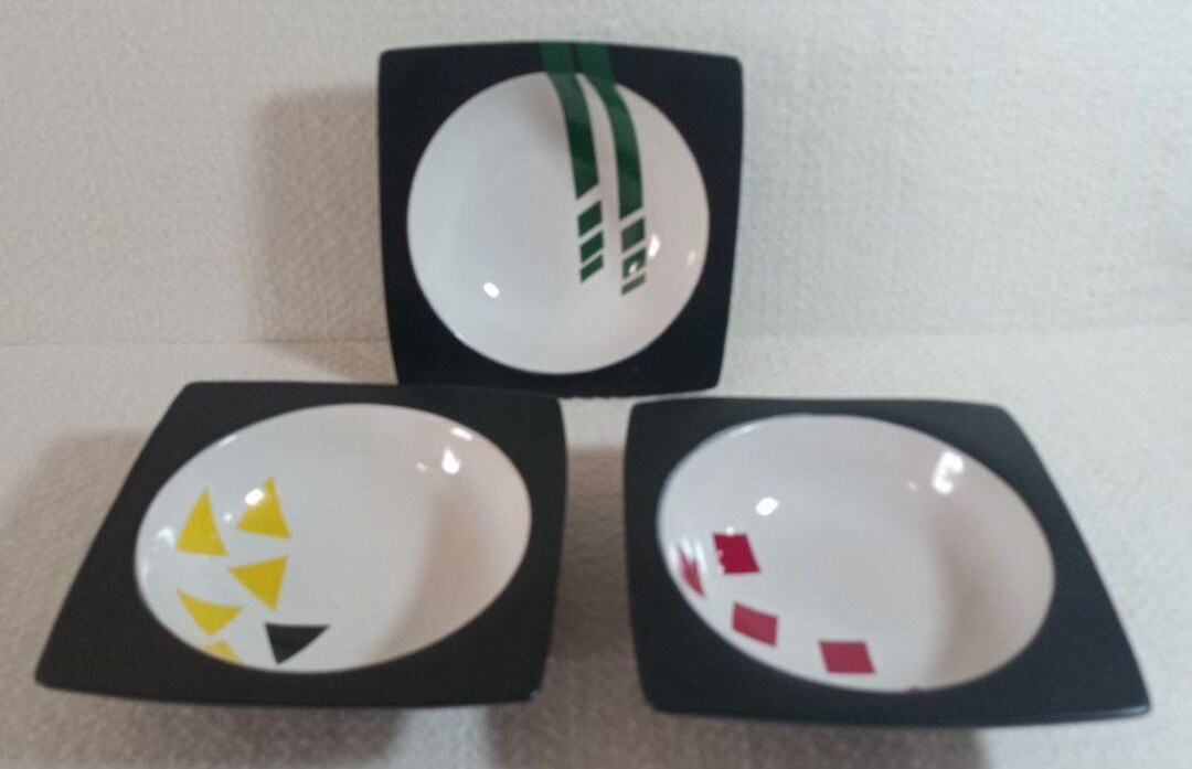 Set of 3 Square Ceramic Bowls HSU Studios 84 Modern Art Pottery ...