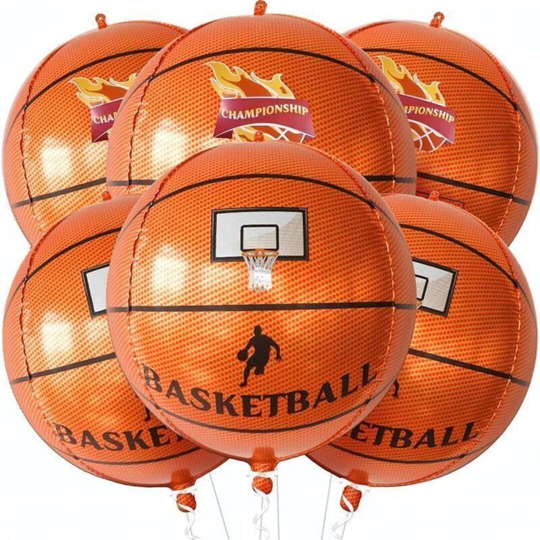 Big 22 Inch Basketball Balloons - Pack of 6, Basketball Foil Balloons ...