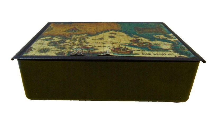 Vintage Small Map of the Old World Hinged Trinket Box Metal Lid Plastic ...