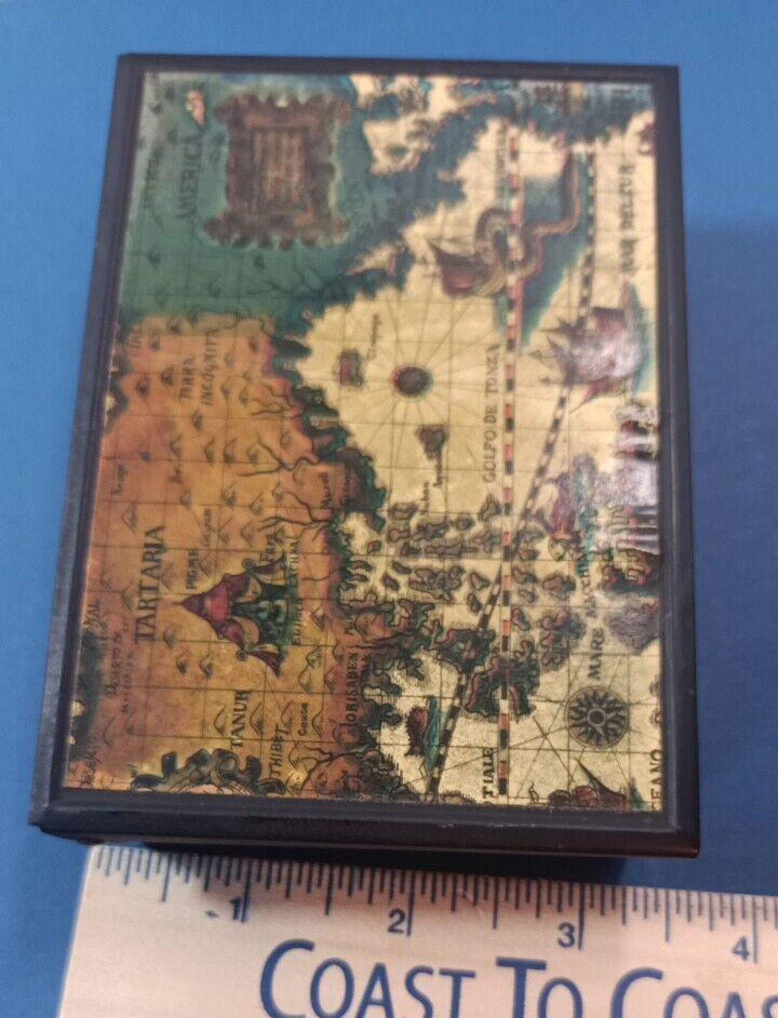 Vintage Small Map of the Old World Hinged Trinket Box Metal Lid Plastic ...