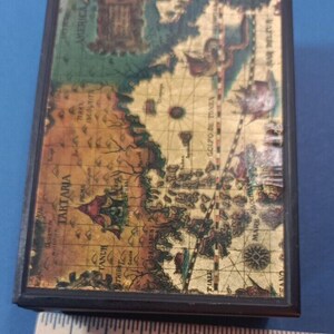 Vintage Small Map of the Old World Hinged Trinket Box Metal Lid Plastic ...
