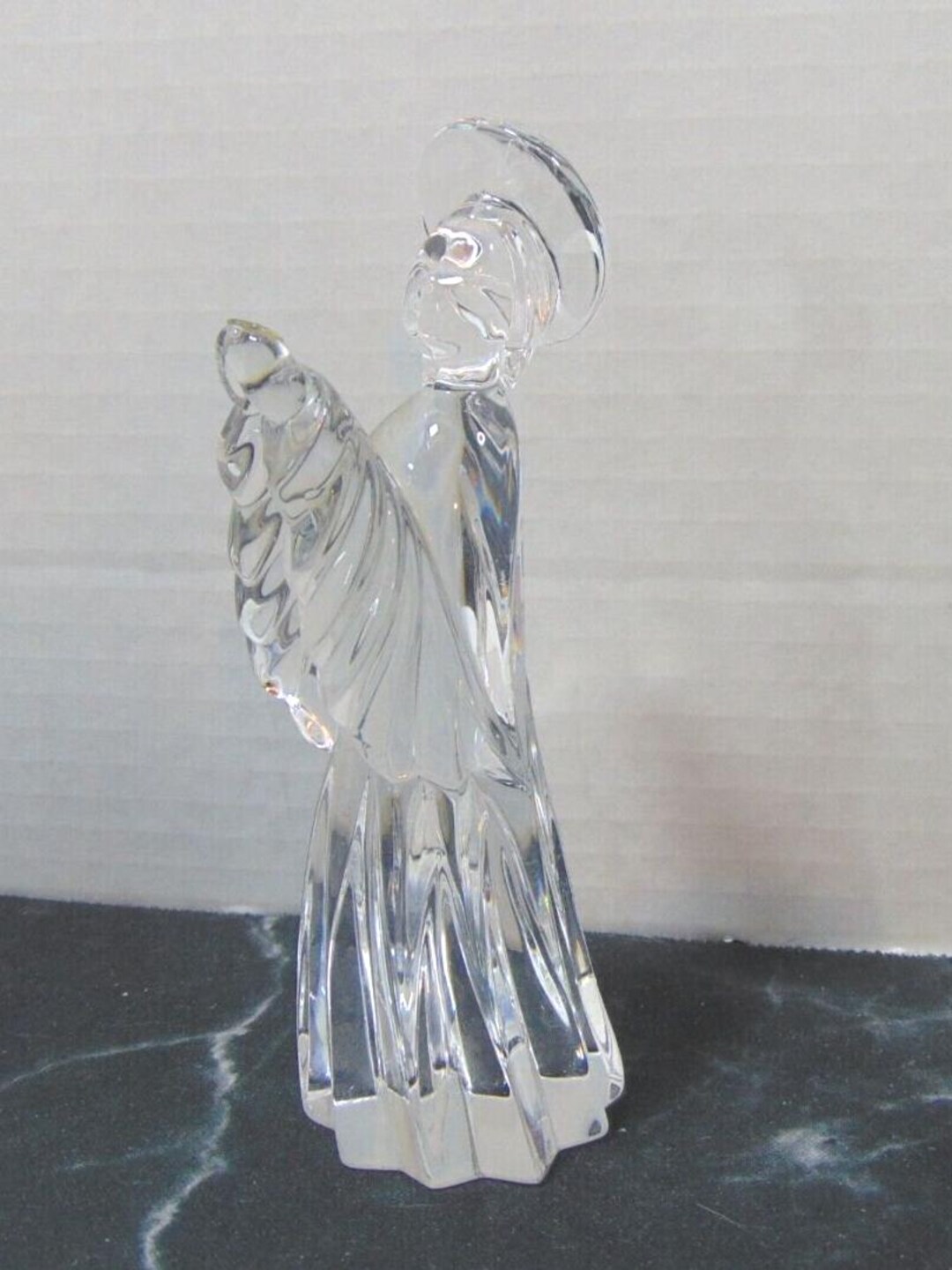 VTG Clear Angel Praying W/ Halo Clear Glassl 5.5 Figurine Paperweight ...