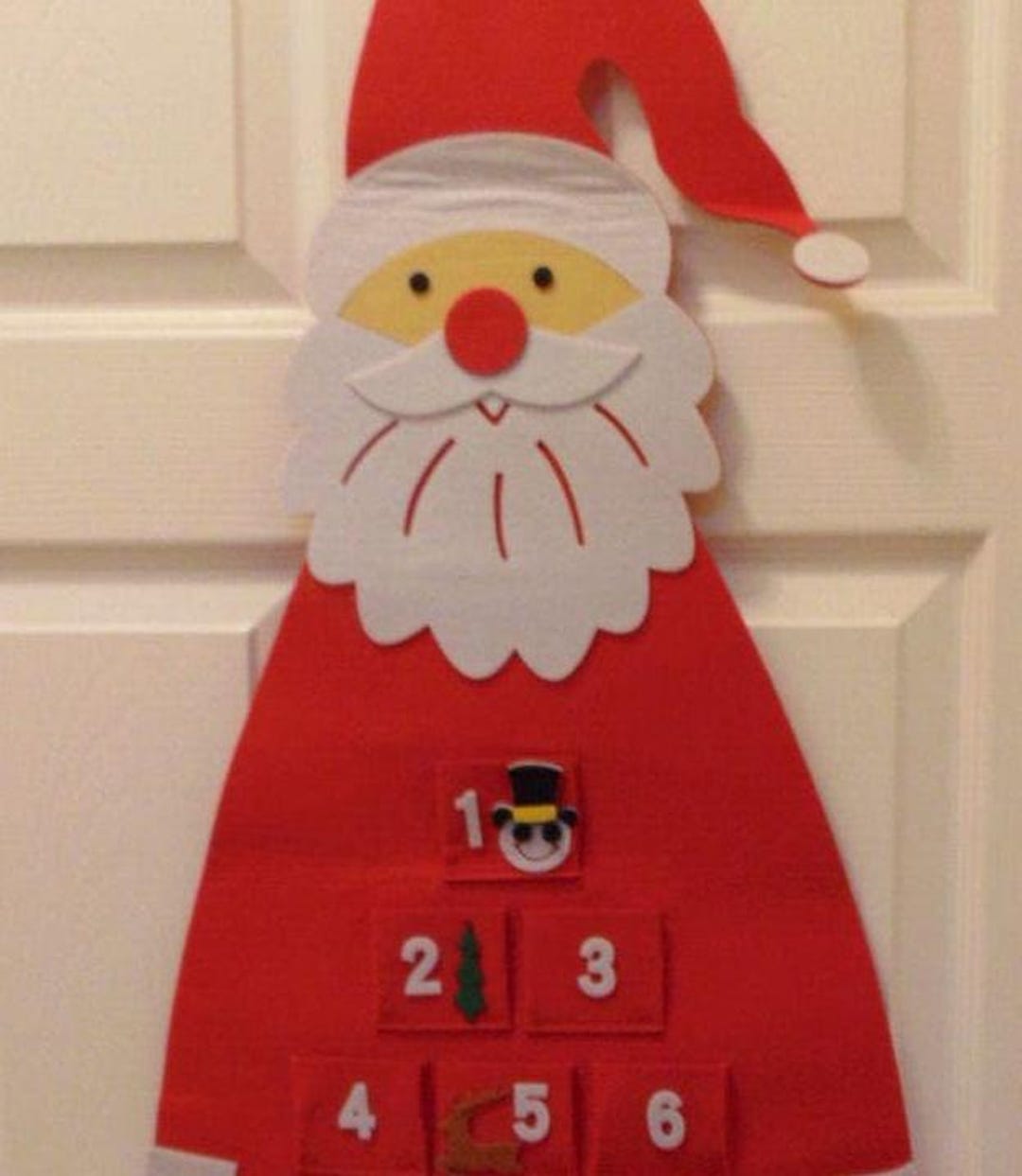 Santa Claus - Advent Calendar - Door/wall Hanging 45" Handcrafted 24 ...