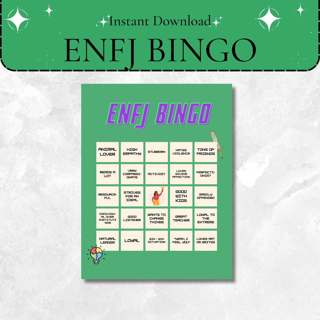 ENFJ Bingo Printable MBTI Bingo Bingo Game for - Etsy
