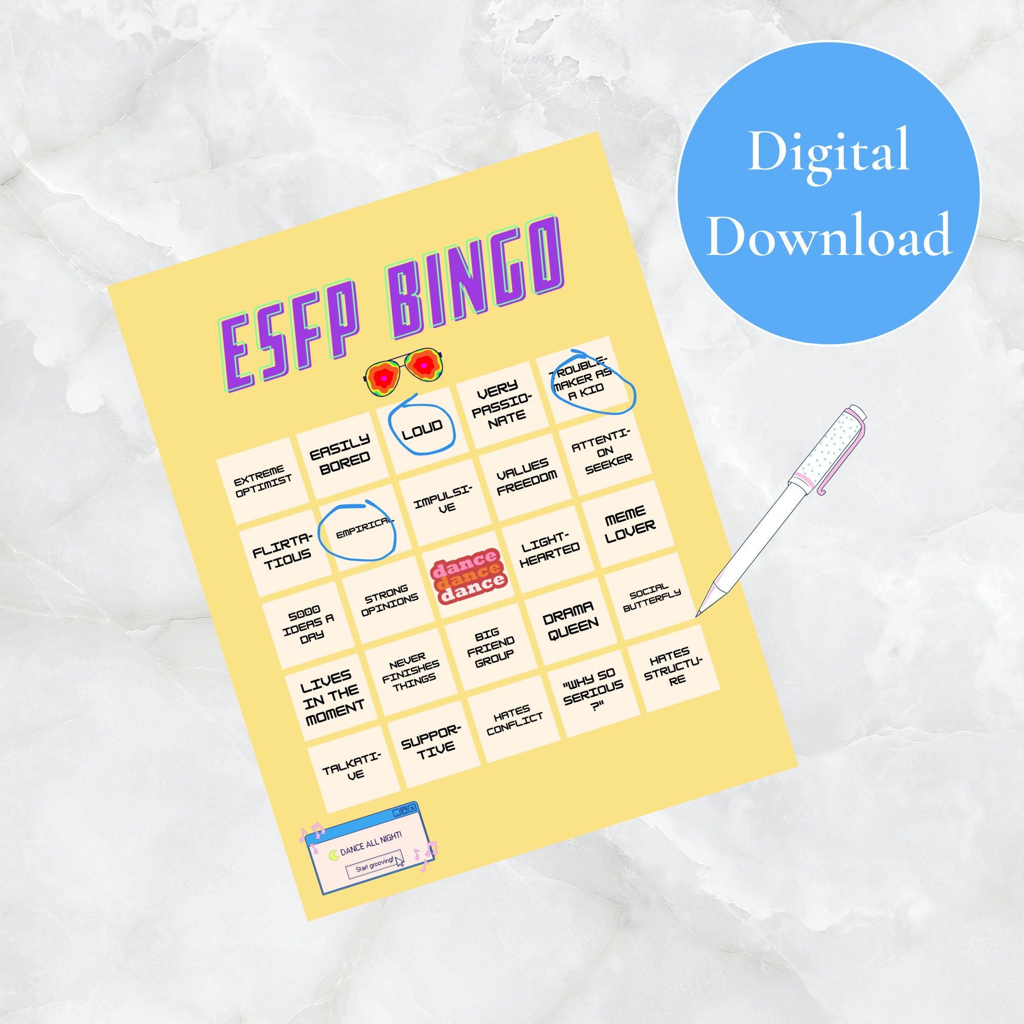 ESFP Bingo Printable MBTI Bingo Bingo Game for - Etsy Canada