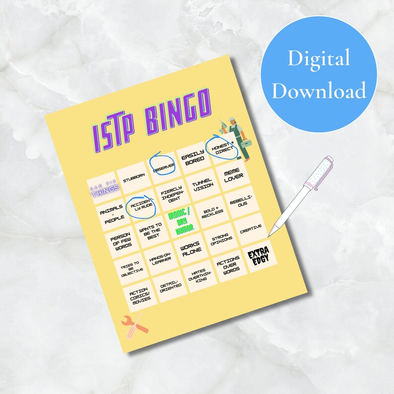 Estj Bingo Printable Mbti Bingo Bingo Game For