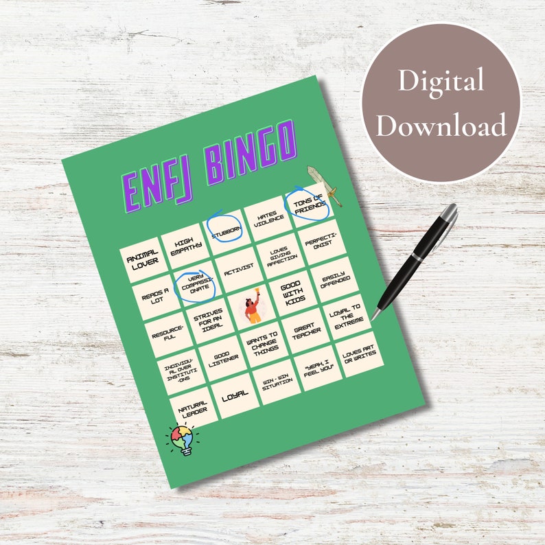 ENFJ Bingo Printable MBTI Bingo Bingo Game for - Etsy Canada