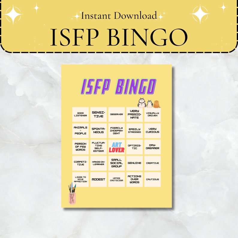 Buy ISFP Bingo Printable MBTI Bingo Bingo Game for Online in India - Etsy