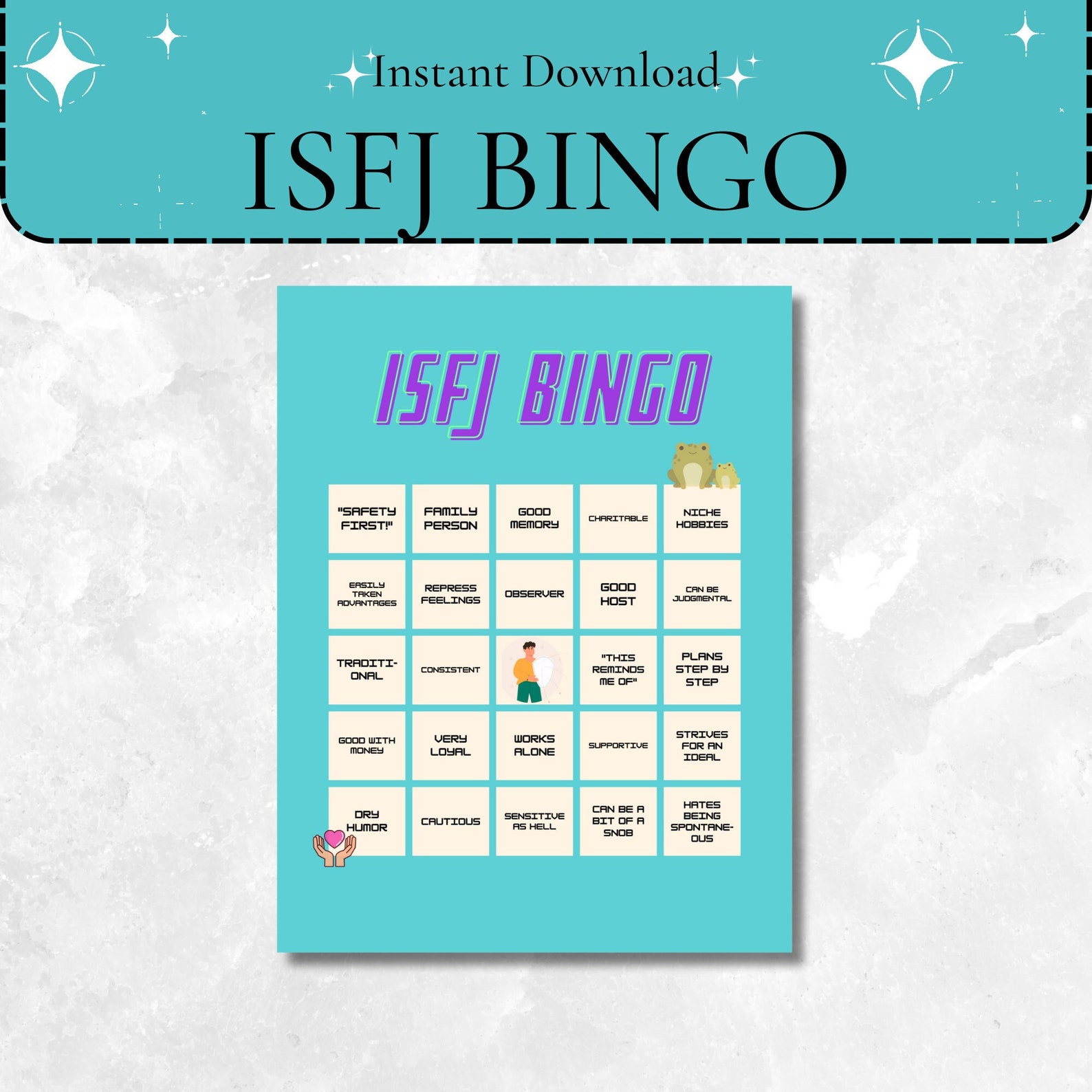 ISFJ Bingo Printable MBTI Bingo Bingo Game for - Etsy Hong Kong