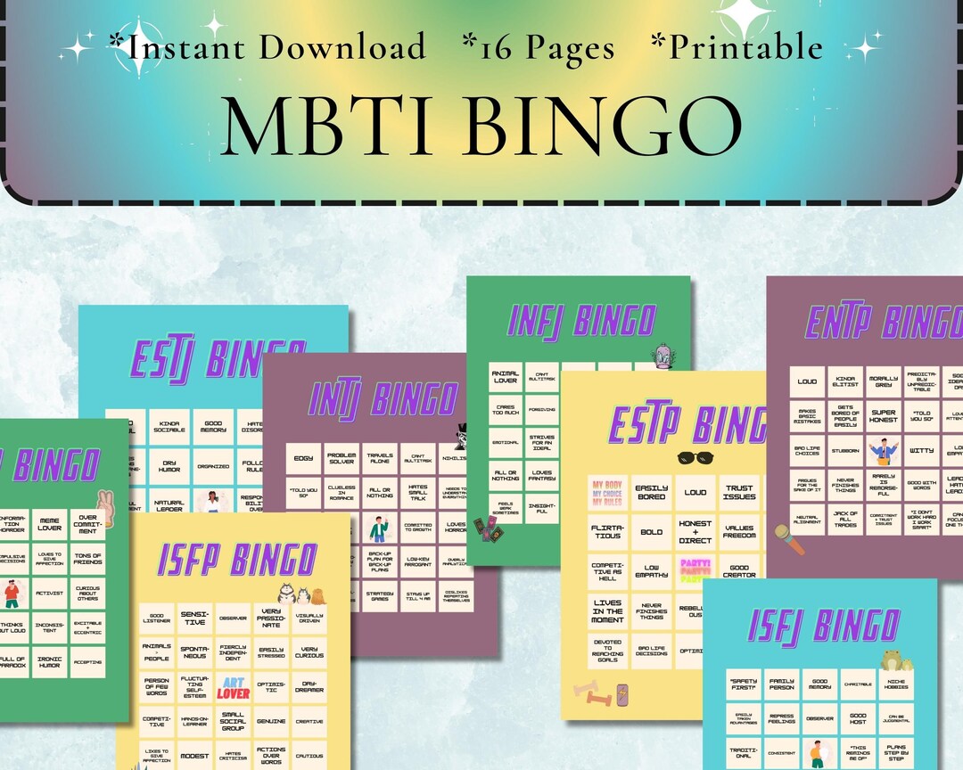 MBTI Bingo 16 Pages Printable Digital Game Explore 16 Personality Types ...