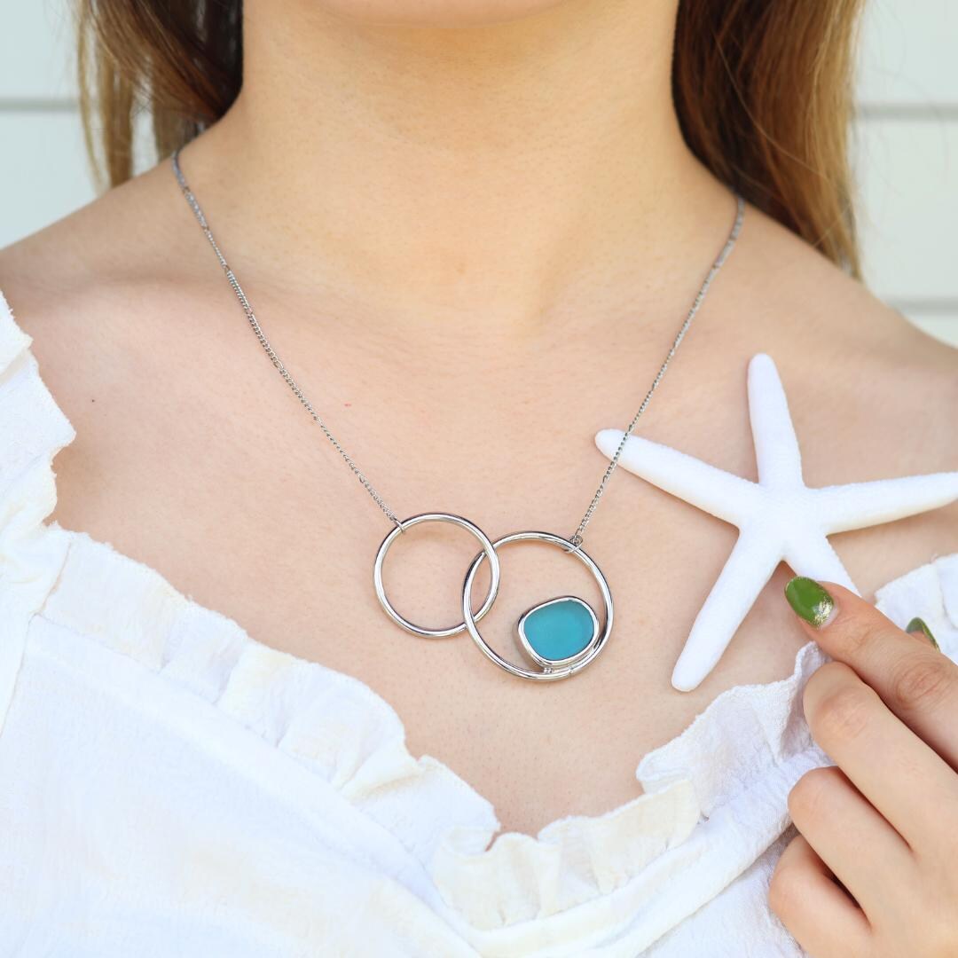 Abstract Double Circle Necklace - Minimalist Jewelry, Modern Double ...