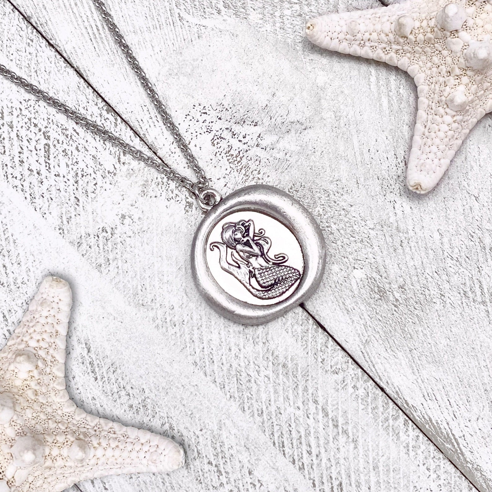 Mermaid Wax Seal Necklace - Sea-inspired Jewelry for Ocean Lovers and ...