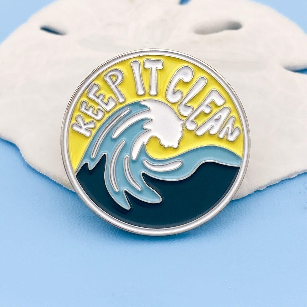 Keep It Clean Pin - Chic Enamel Lapel Brooch, Minimalist Statement ...