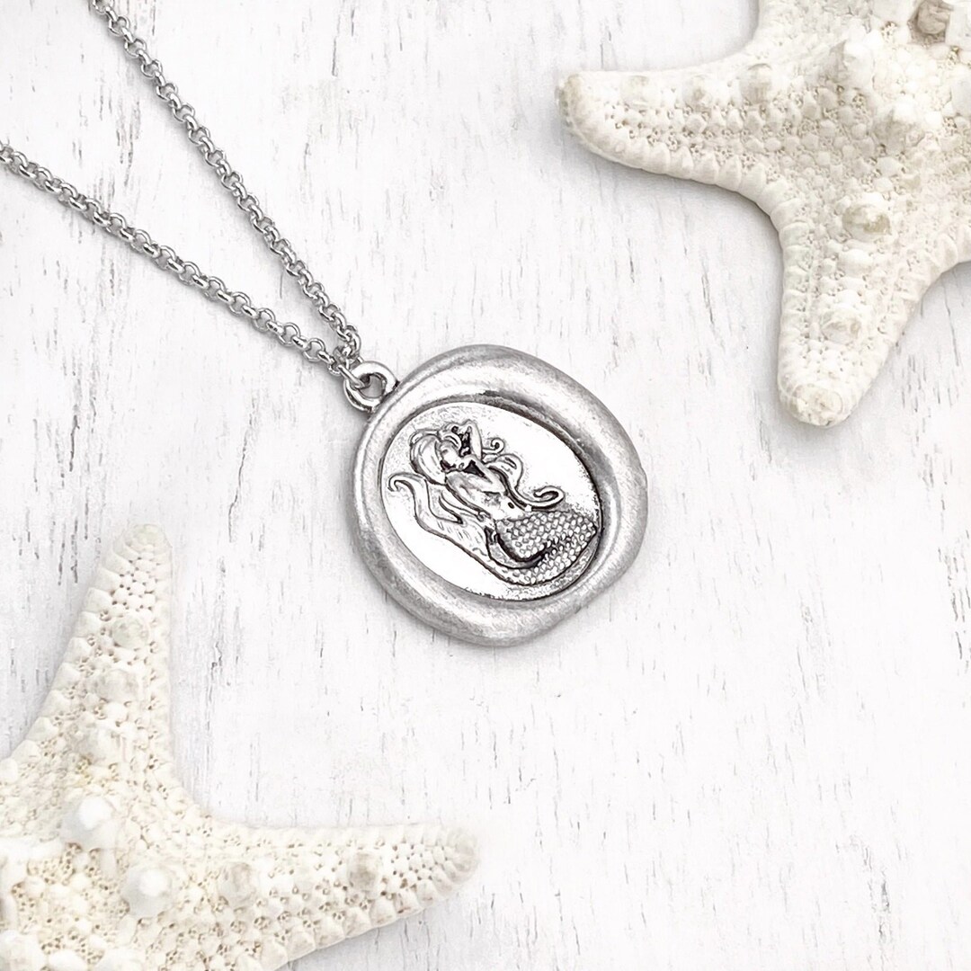 Mermaid Wax Seal Necklace Sea-inspired Jewelry for Ocean Lovers and ...