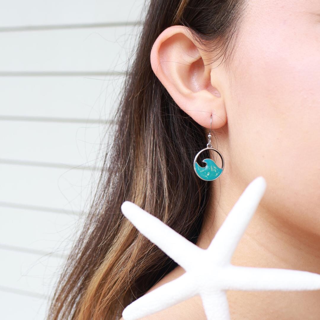 Glittering Wave Earrings - Sparkling Ocean-inspired Jewelry for Beach ...
