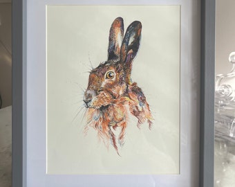 Leaping Hare Art Print Original Watercolour Hare Painting Wall Art ...