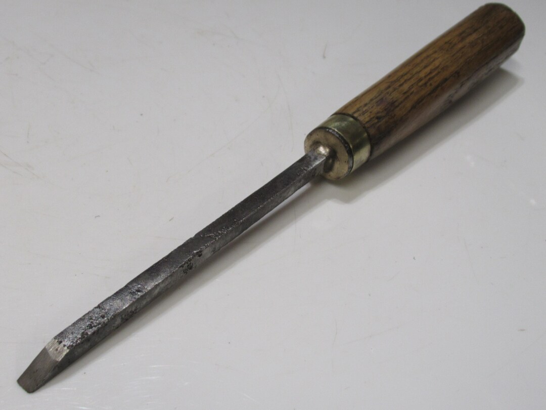 Vintage English Sash Mortice Chisel 3/16" Wide 5mm Ash Handle Brass ...