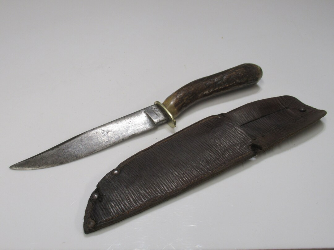 Antique W Rowbotham Sheffield England Stag Horn Sheaf Knife 5" Fixed ...