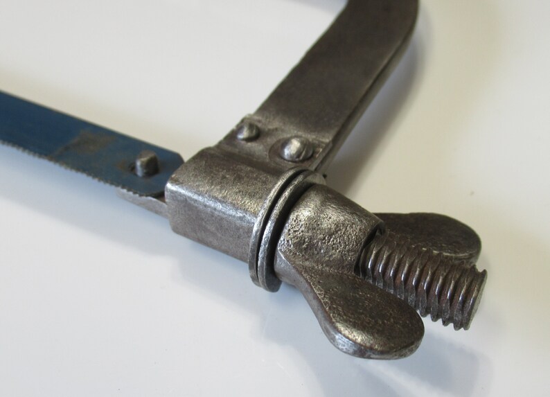Antique Hacksaw Frame Adjustable Wooden Handle With Sandvik 24tpi Blade ...