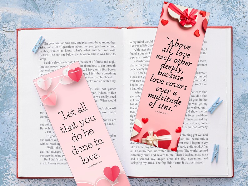Christian Valentine Bookmark Set | Scripture Love Quotes (digital ...