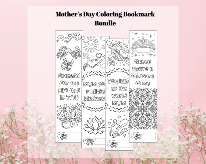 Mothers Day Coloring Bookmarks Printable, Present From Kids, Coloring ...