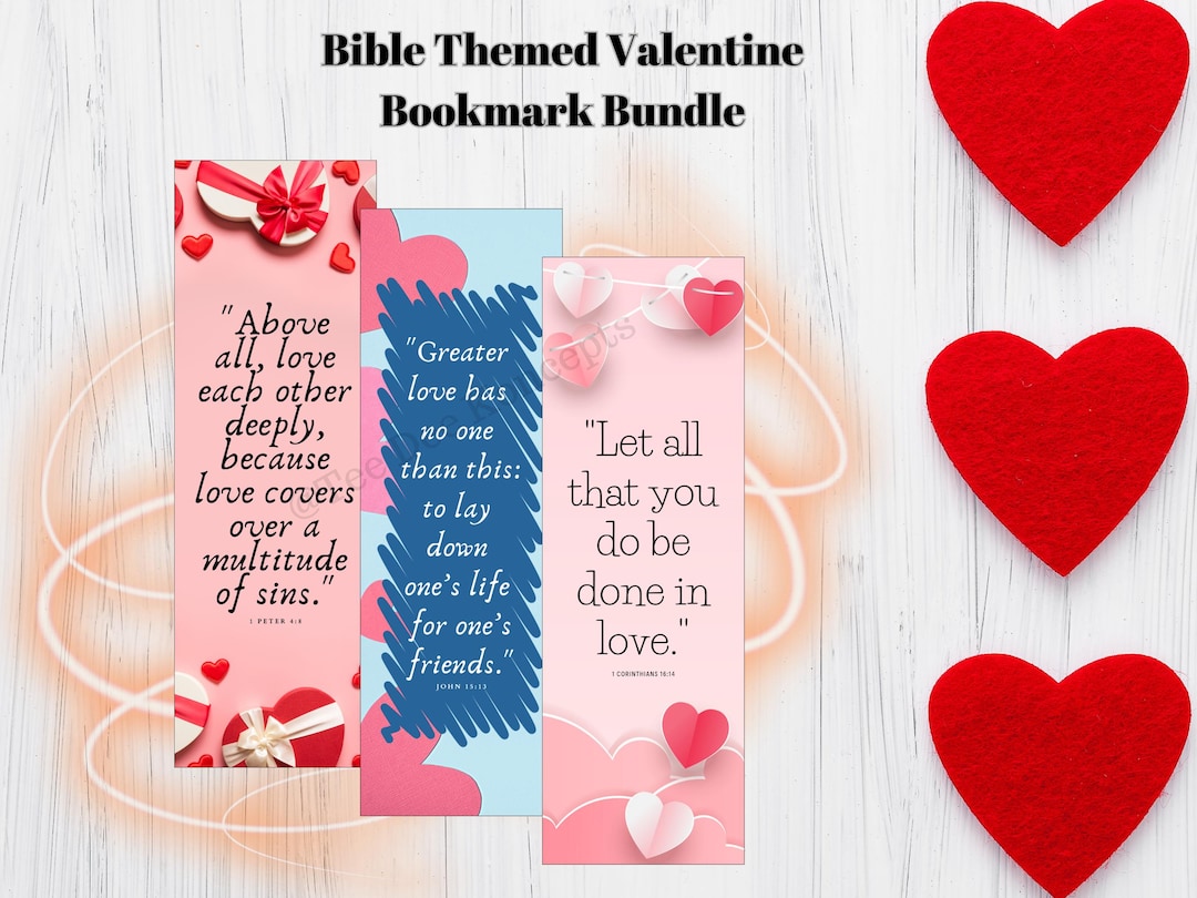 Christian Valentine Bookmark Set | Scripture Love Quotes (digital ...