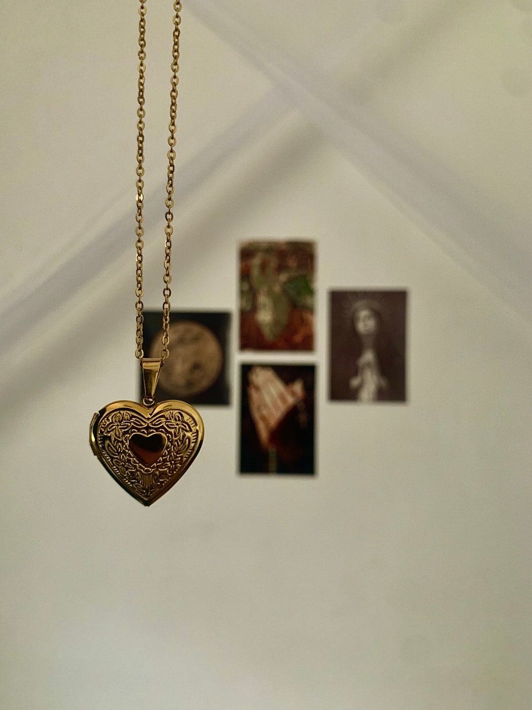 Vintage Floral Heart Locket stainless Steel - Etsy UK