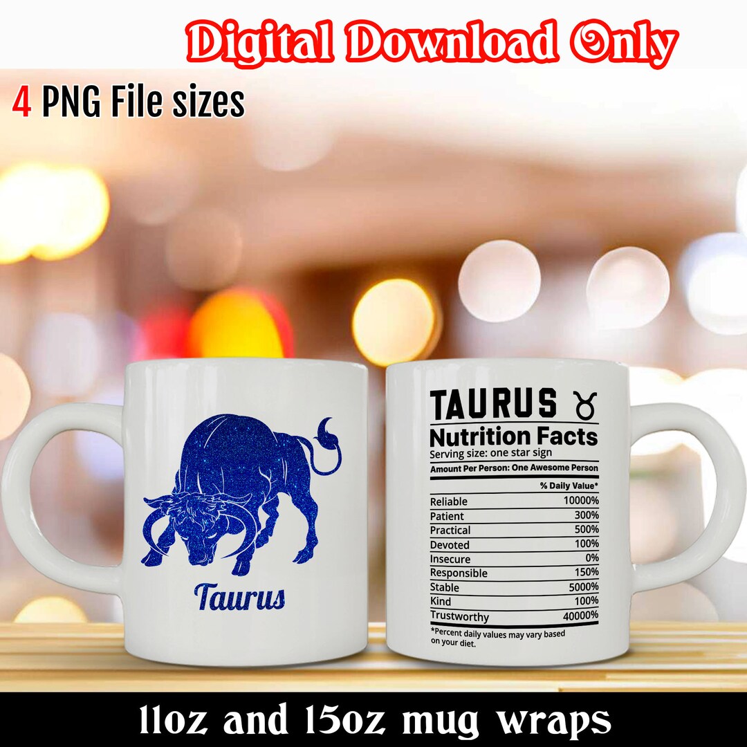 Taurus Mug Wrap Mug Sublimation Designs Zodiac Sign Mug Taurus ...