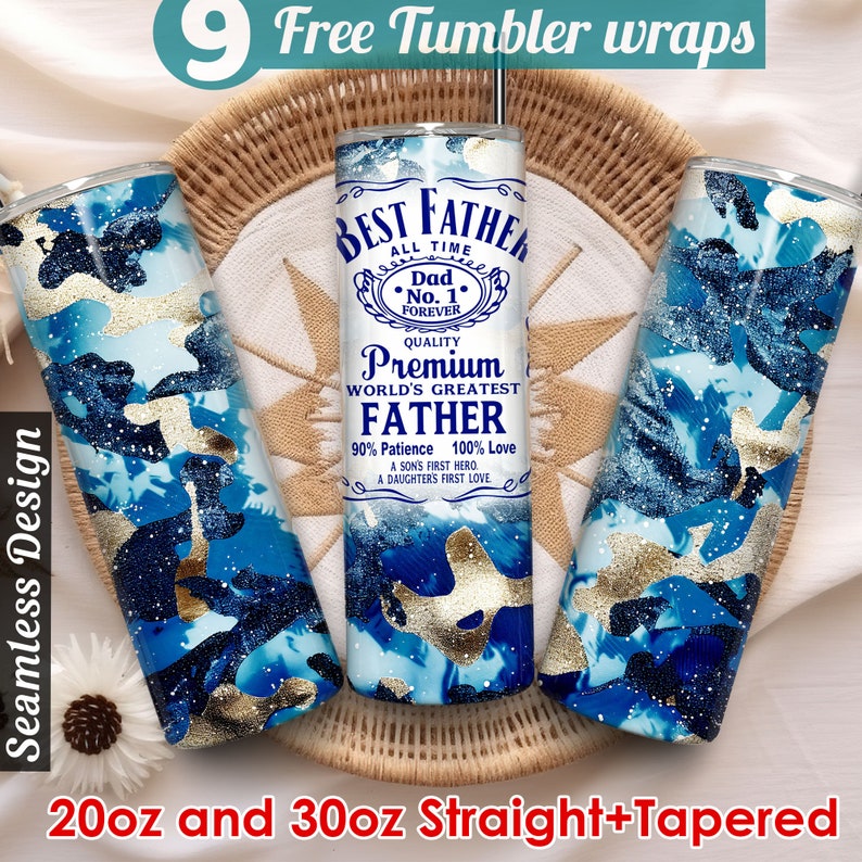 Fathers Day Tumbler Wrap for Dad Best Father Tumbler Wrap 20 Oz Tumbler ...