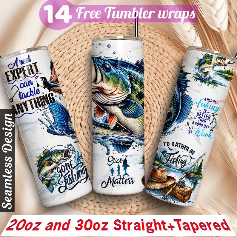 Bass Fish Tumbler Bass Fishing Tumbler Wrap Png 20 Oz Tumbler ...