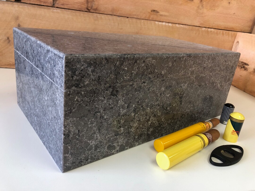 Engineered Stone Humidor With Spanish Cedar, Includes Humidifier ...