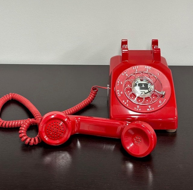 Vintage Fully Restored Rotary Desk Telephone - Red - Etsy