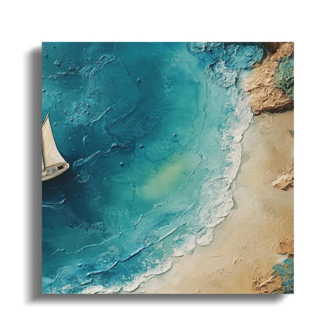 Ocean Beach Sailboat Wall Art, Coastal Beach Painting, Beach Home Decor ...