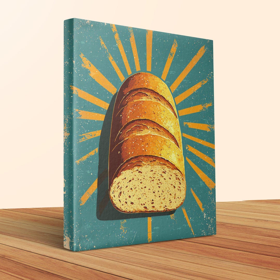 1960s Sourdough Retro Bread Illustration Art, Vintage Sunburst Decor ...