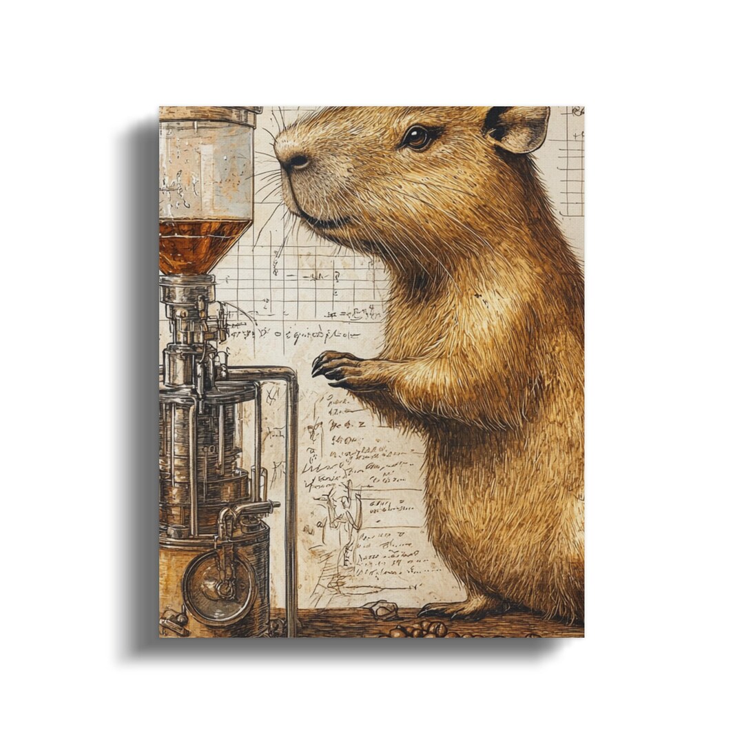Capybara Barista Canvas Wrap: Steampunk Guinea Pig Scientist Art - Etsy