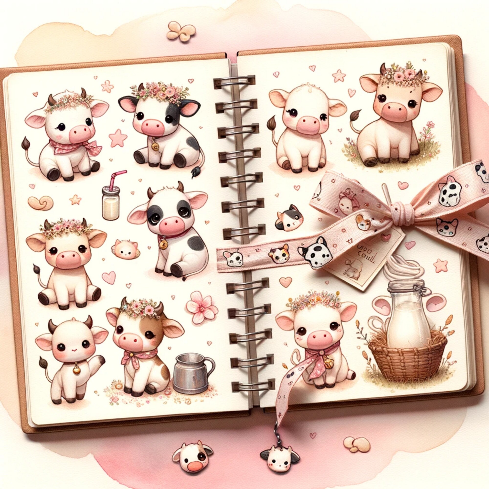 Cute Cows Clipart Watercolor Adorable Cow Clipart Clip Art Bundle ...