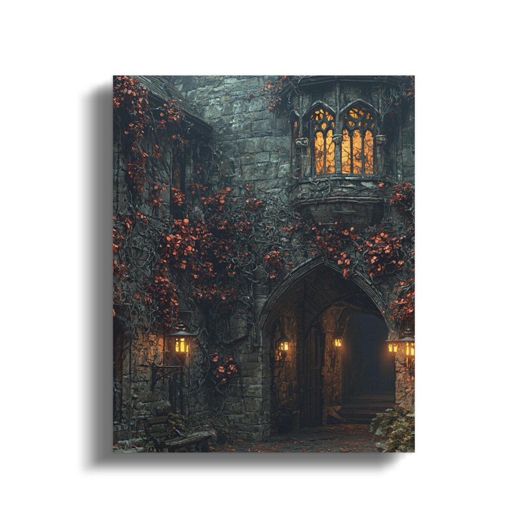 Castle Courtyard Haunted Gothic Castle Wall Art, Spooky Medieval Castle ...