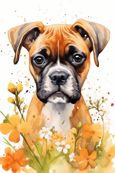 Boxer Portrait INSTANT DOWNLOAD Boxer Portrait Wall Art Printable Art ...