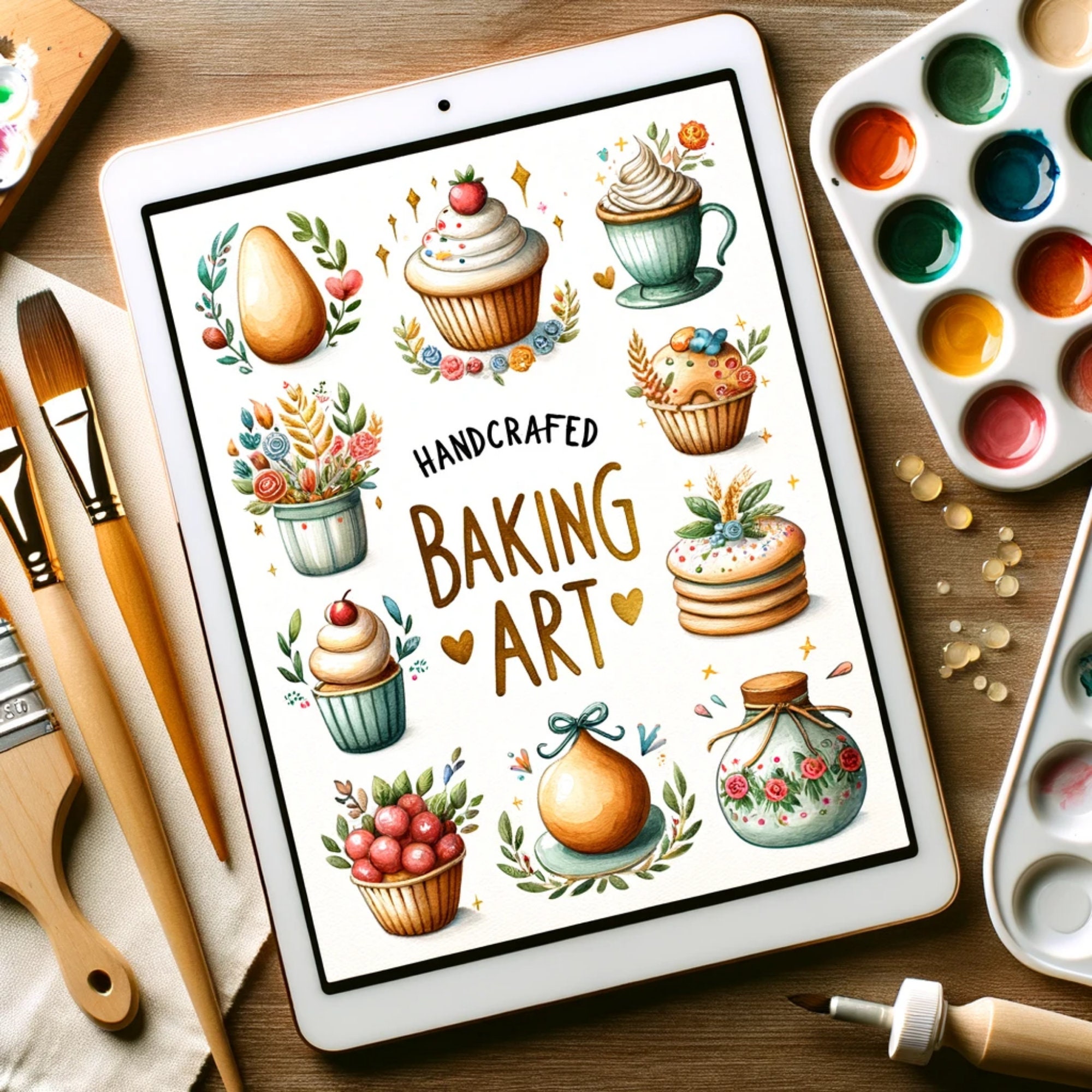 Baking Clipart Watercolor Baking Clip Art Bundle 300DPI Transparent PNG ...