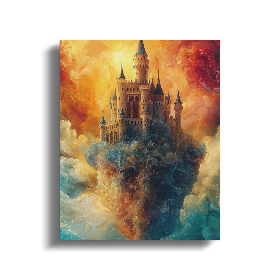 Surreal Castle Fantasy Castle on Floating Island Canvas, Surreal ...