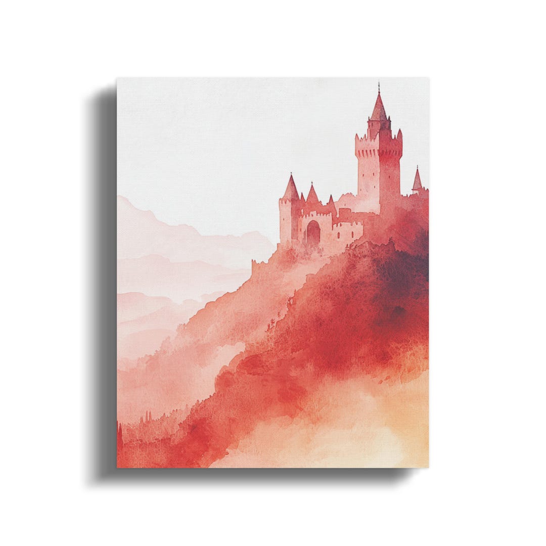 Castle Minimalist Fantasy Castle Art on Canvas, Fairy Tale Castle Wall ...