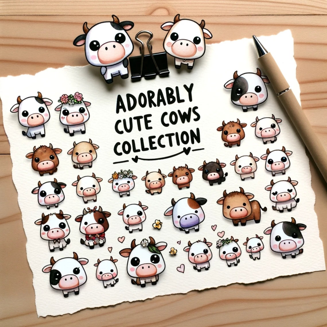 Cute Cows Clipart Watercolor Adorable Cow Clipart Clip Art Bundle ...