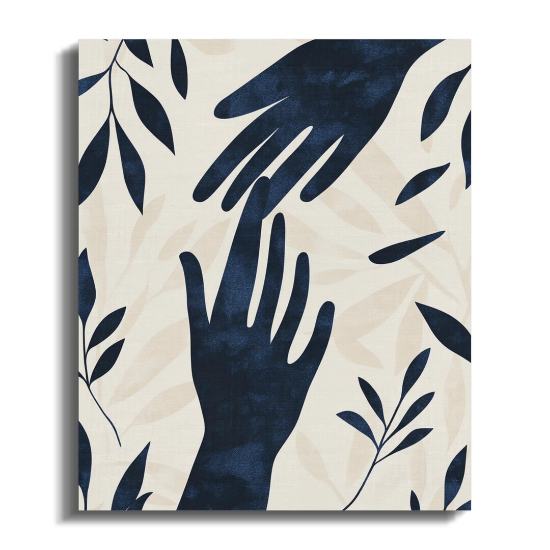Matisse Inspired Canvas Print: Black & White Leaves and Hands Art - Etsy