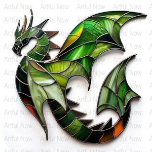 Fire Dragon Giftful Wall Art, Stained Glass Dragon Digital Print ...