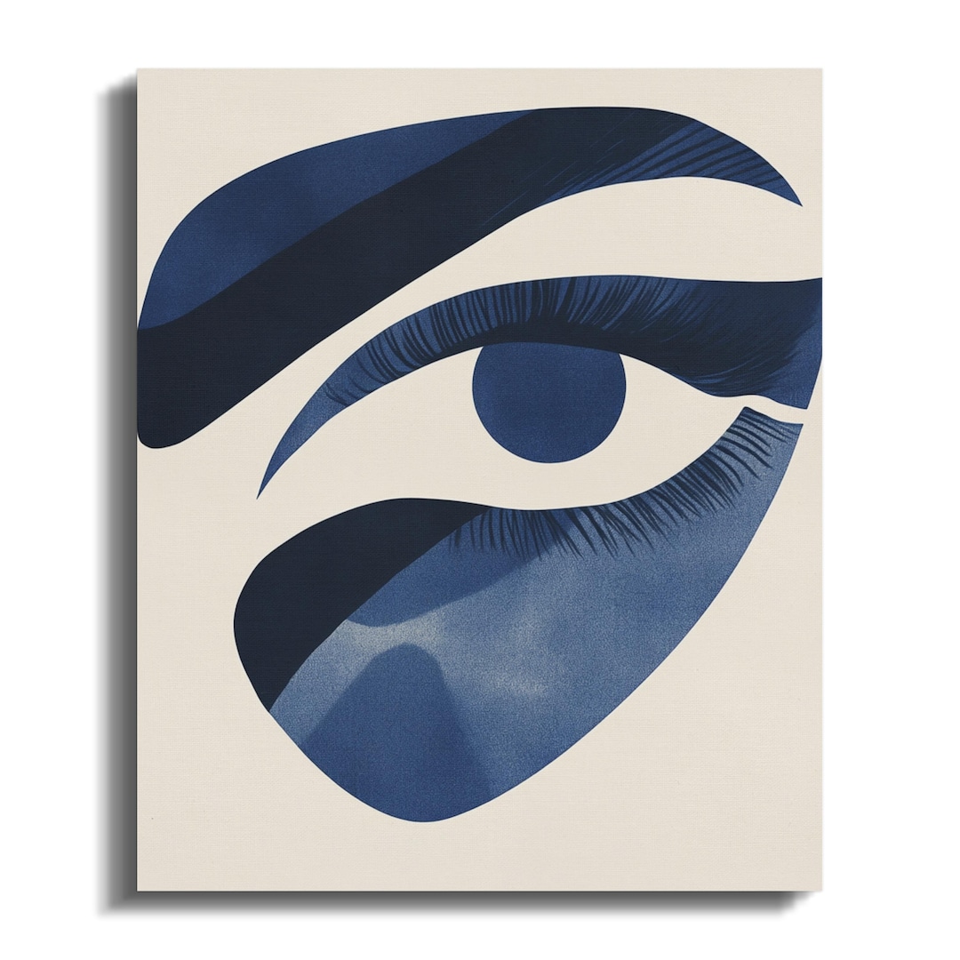 Matisse Inspired Blue Eye Art Print: Minimalist Canvas Wall Decor - Etsy