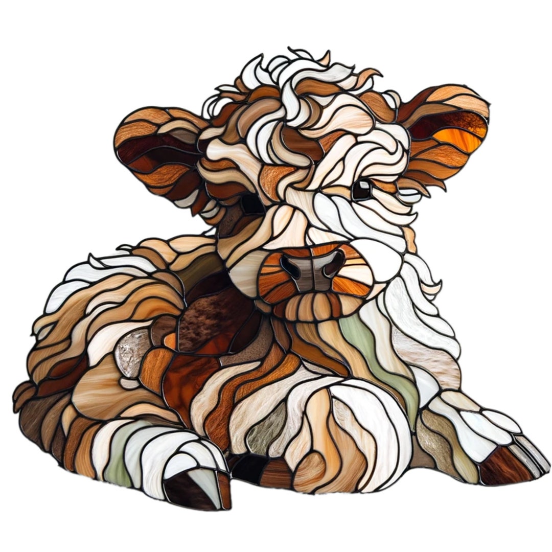 Stained Glass Highland Cow Image High Resolution Instant Download PNG ...