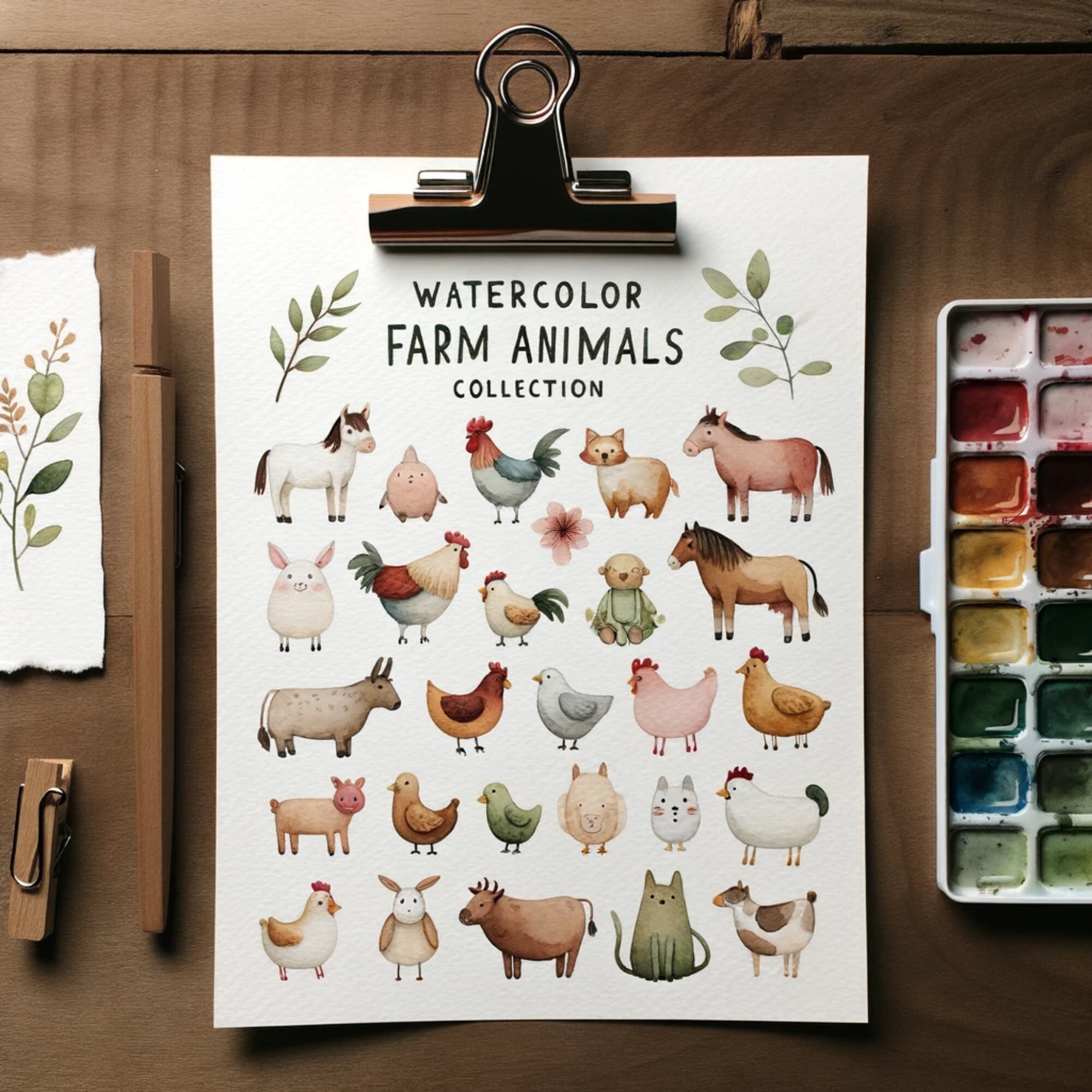 Farm Animal Clipart Watercolor Farm Animal Clip Art Bundle - Etsy